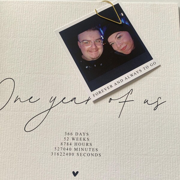 One Year Anniversary Card | Personalised Anniversary Card | Paper ...