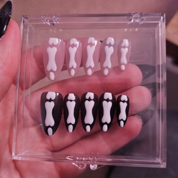 Blue and White Porcelain Nails/3d Floral Press on Nails Long Square ...