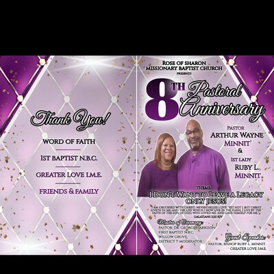 Pastor and Wife Church Anniversary Program Booklet Template - Etsy