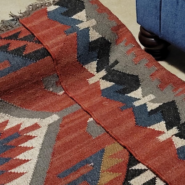 Handwoven Wool Jute Kilim Rug, Wool Jute Rug, Kilim Jute Rug, Flatweave ...