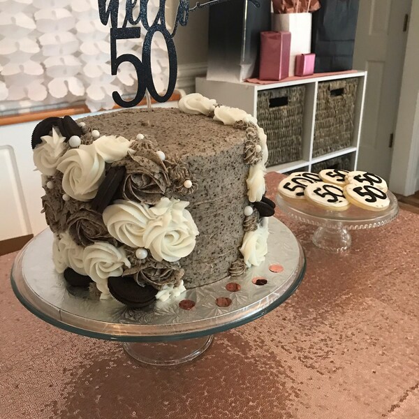 Hello 50 Cake Topper, 50th Birthday Cake Topper, Hello Fifty Cake ...