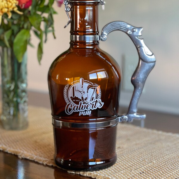 Five (5) Custom Beer Growlers With Flip Top **HAND ENGRAVED** Groomsmen ...