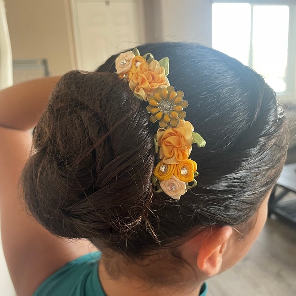 Bun Blossoms "summer Skies" Hand Sewn Ballet Bun-wrap 3" and 6”, Made ...