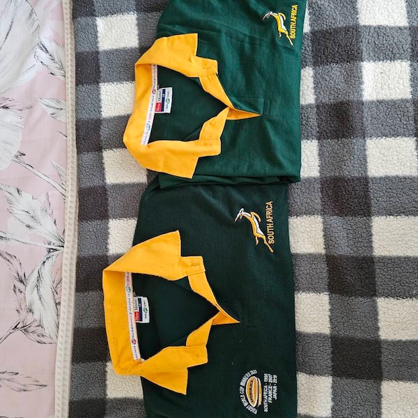 Springboks Fan Gear Men's Rugby Jersey Long Sleeve Collar Style Button ...