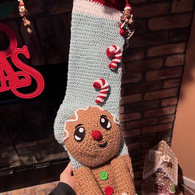 PATTERN Gingerbread Man Christmas Stocking Crochet Pattern, Pdf - Etsy