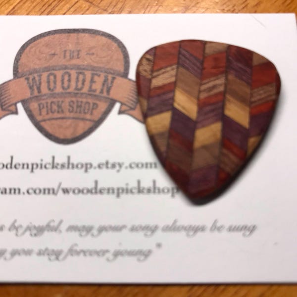 Hand Made Wooden Guitar Pick - Multi-wood Guitar Pick - Custom Guitar ...