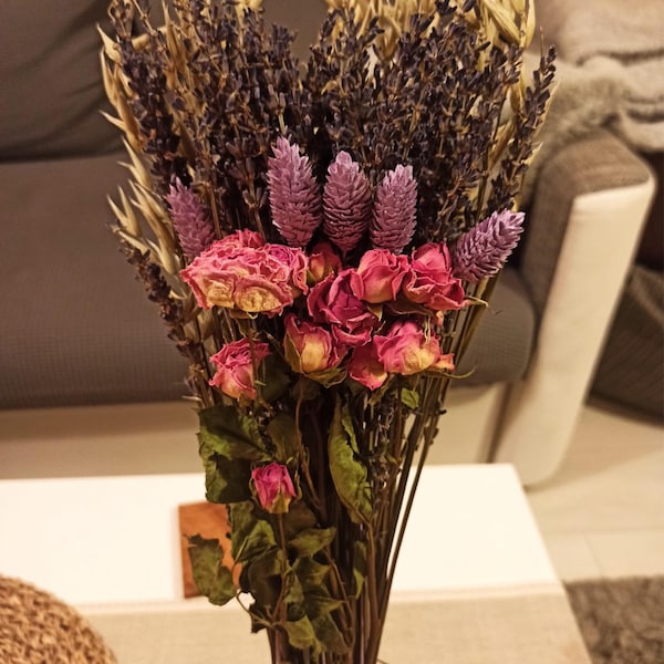 Dried Rose & Lavender Bouquet | Everlasting Flower Arrangement ...