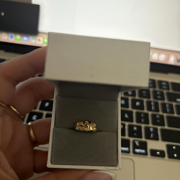 10k & 14k Solid Gold Vintage Nugget Smashing Band Ring Gift for Men ...