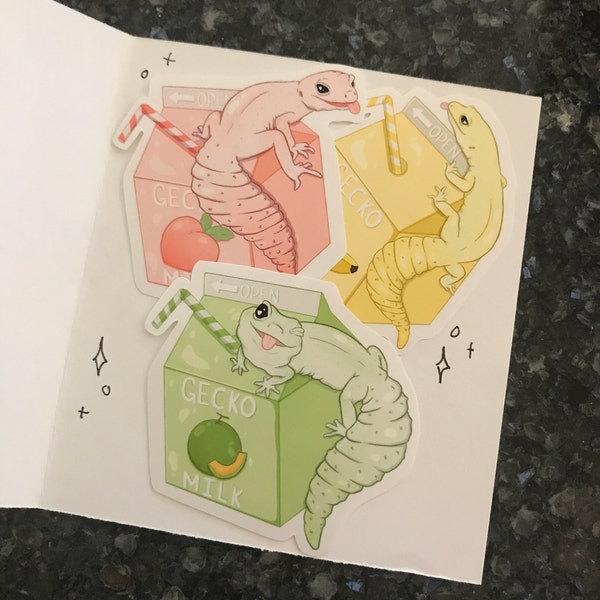 Leopard Gecko Fruit Flavored Milk Stickers | Reptile | Sticker Pack ...