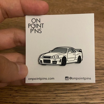 Nissan Skyline GT-R R34 white Car Pin Sports Race Import Car Soft ...
