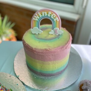 Pastel Colour Rainbow Cake Topper - Etsy UK
