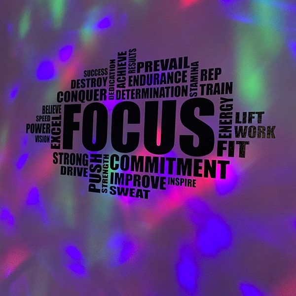 Focus Wall Decal Motivational Sign Gym Quote Word Cloud Poster Fitness ...