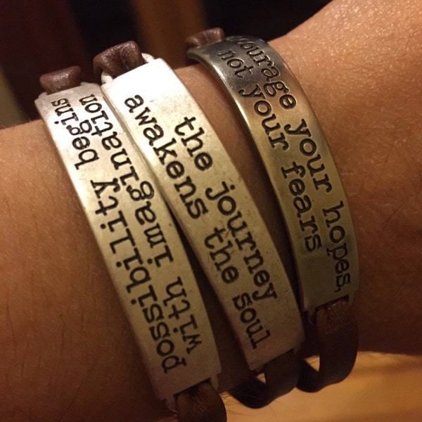 Inspirational Bracelet, Leather Bracelet, Inspirational Jewelry ...
