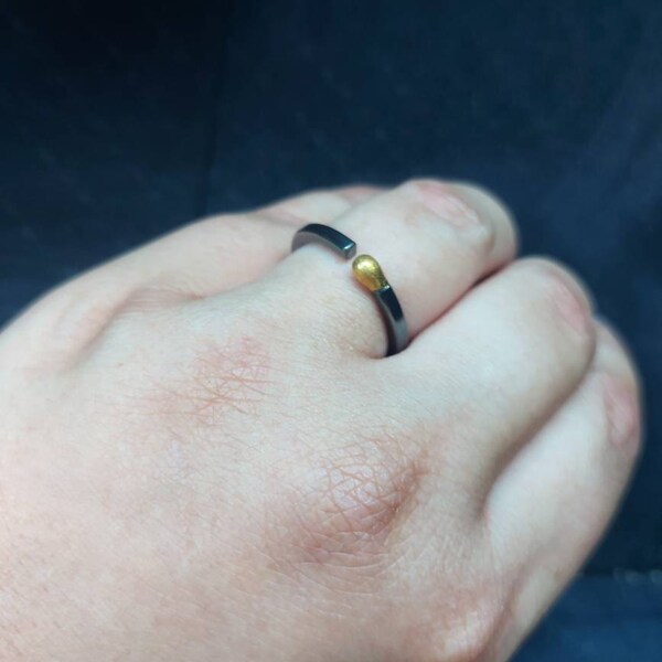 Dark Pearl Matchstick Ring PEARL TREASURES. Handmade. 24k Gold Plated ...