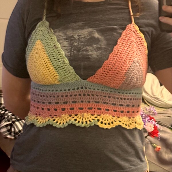 Flora Top Crochet PATTERN Boho Floral Crop Halter, Perfect for Summer ...