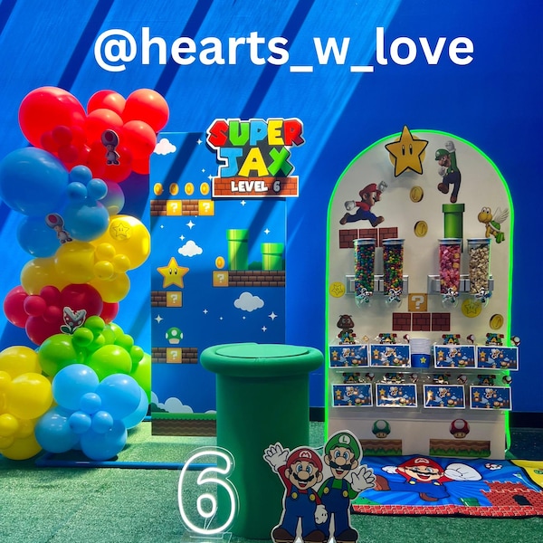 Custom Mario Logo With Name, Digital Mario Birthday Party Logo, Super ...