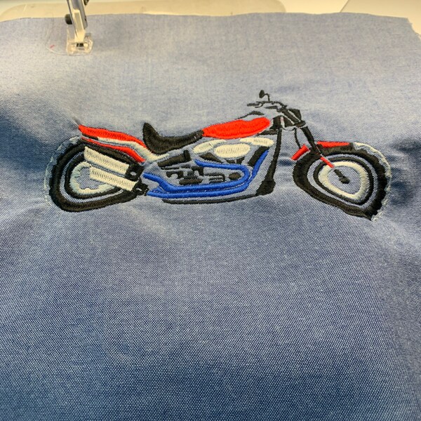 Motorcycle Embroidery Design, Red Motorcycle Embroidery, Motorbike ...