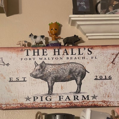 Pig Decor Ranch Sign Pig Canvas Farmhouse Decor Custom Farm Sign Ranch ...