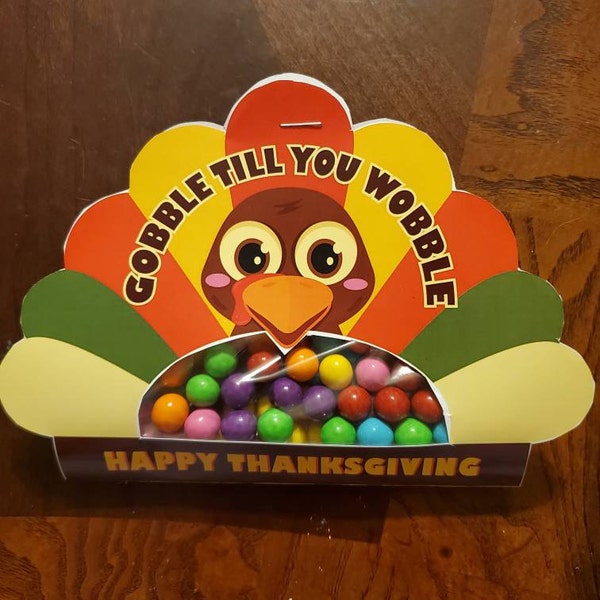Printable Thanksgiving Turkey Treat Wrap: 'gobble Till You Wobble' (PDF ...