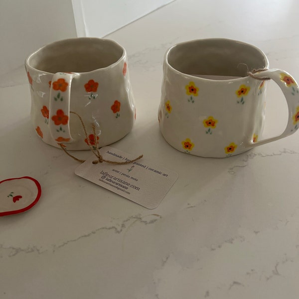 Dainty Flower Mug — Handmade Ceramic Hand Painted | Gift - Etsy