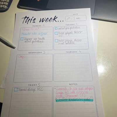 Weekly Planner Printable One Week Calendar to Do List Digital Download ...