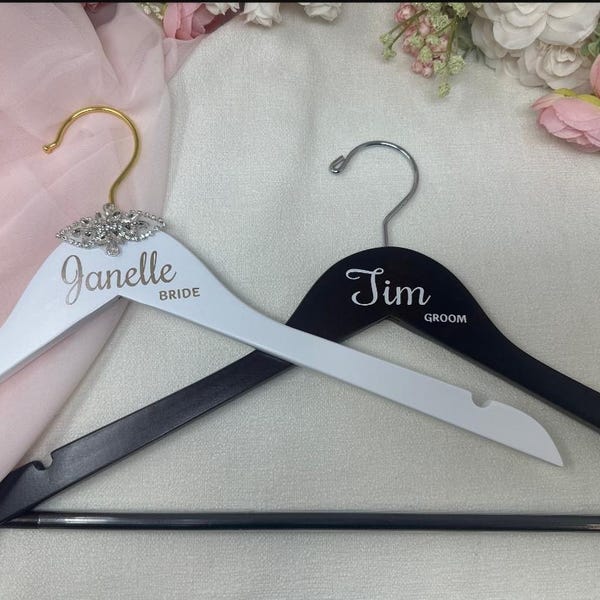 Bride & Groom Personalized Hangers Groom and Bride Hangers Wedding ...