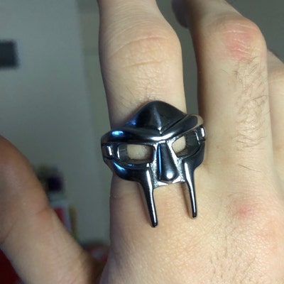 Silver MF DOOM Ring Red Gem MFDOOM Ring in Stainless Steel Mfdoom ...
