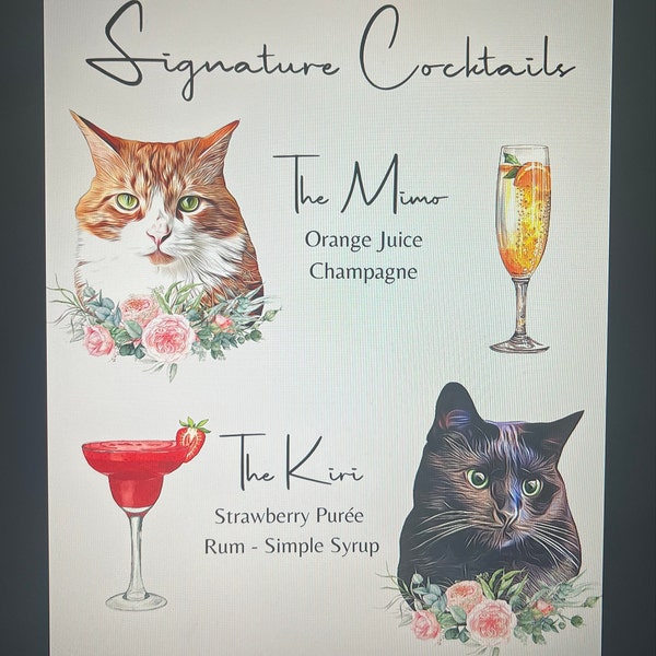 Cat Signature Drink Sign, Dog Signature Drink, Cat Signature Cocktails ...