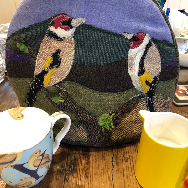 Hand Made Tweed Patchwork Cushion With Portrait of Coaltit or Any ...