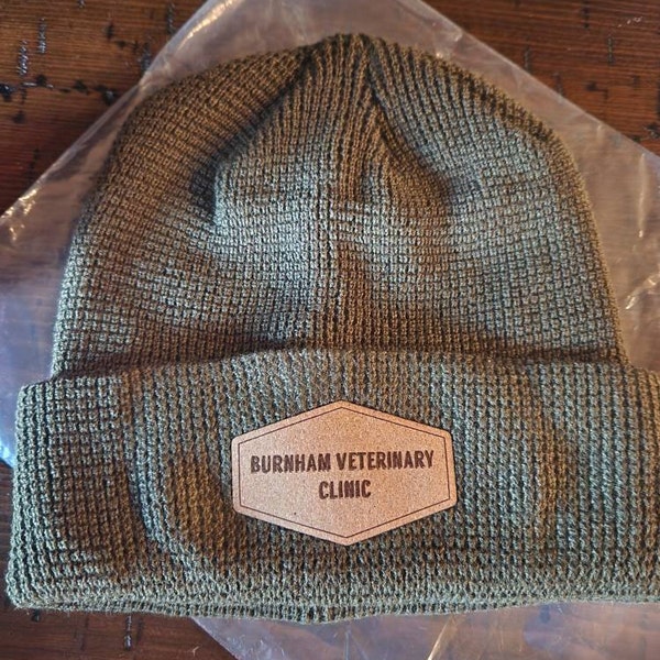 Custom Leather Patch Knit Beanie | Design Your Own Personalized Beanie ...