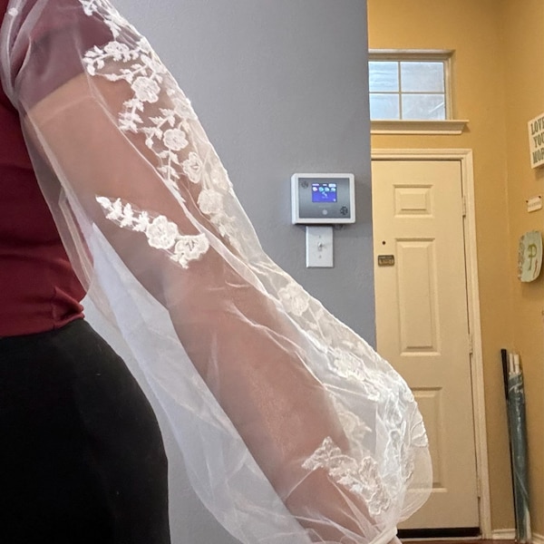 Long Fingerless Lace Gloves, Ivory Wedding Sleeves, Detachable Lace ...