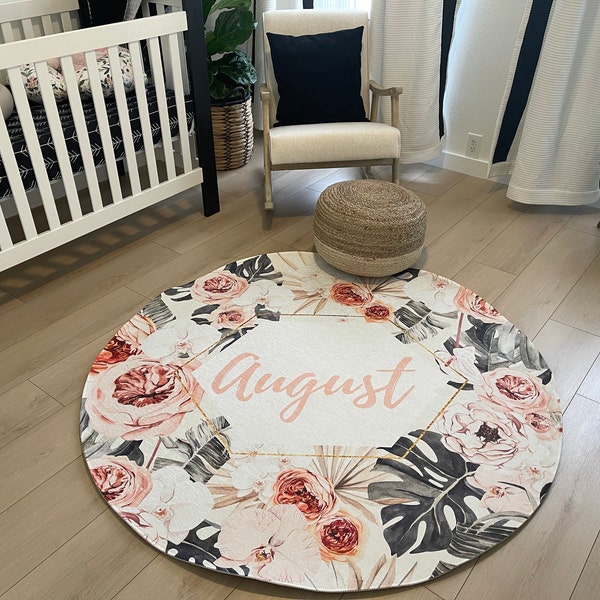 Floral Nursery Rug, Boho Baby Girl Nursery, Tropical Nursery Decor ...