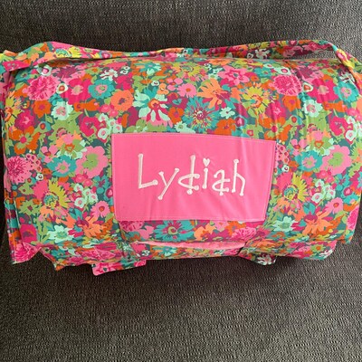 Pink Mint Blooms Rose Garden Flower Kids Nap Mat, Personalized ...