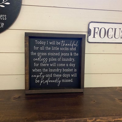 Laundry Room Quote Thankful for Laundry Wood Framed Sign Laundry Room ...