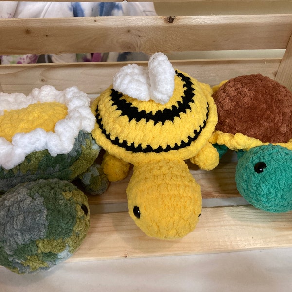 Turtle No Sew Crochet Pattern, Bumble Bee Turtle Pattern, Daisy Turtle ...