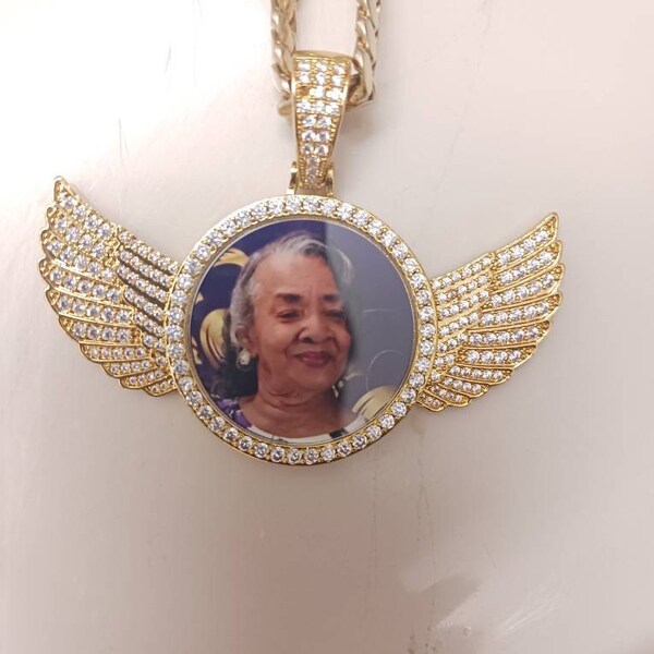 Custom Photo Necklace, Personalized Picture Necklace, Simulated Diamond ...