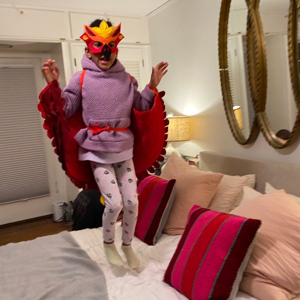 Phoenix Costume Set, 3 Piece / Felt Mask, Flappable Wings and Fiery ...