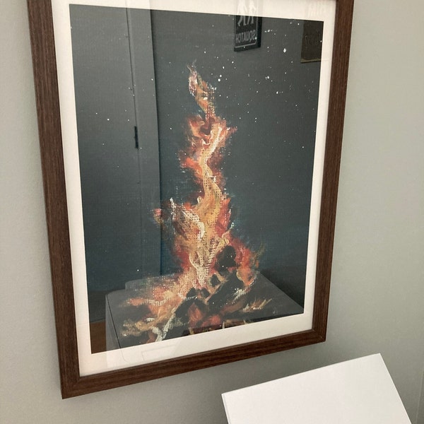 Campfire Print, Acrylic Art, Poster, Painting, Original Artwork, Hiking ...