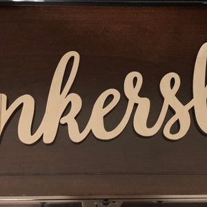 Custom Script Word, Personalized Wood Sign, Wooden Name, Rustic Cursive ...
