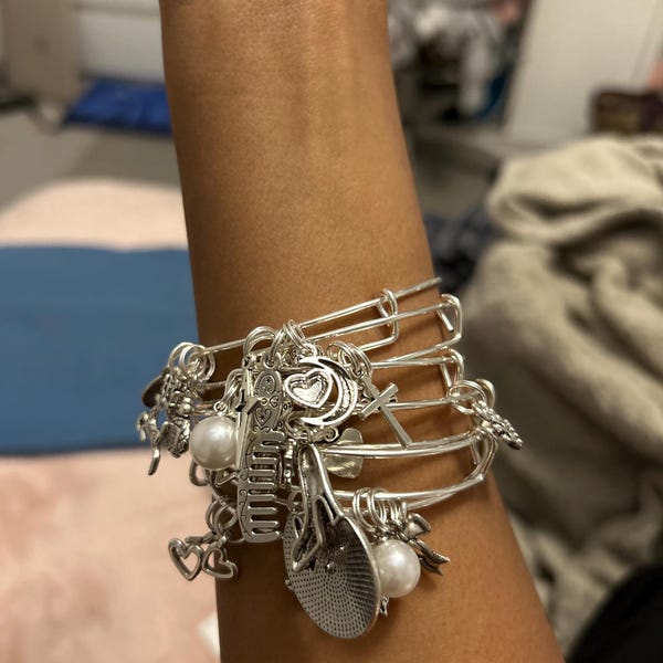 Silver Bangles With Charms, Silver Charms, Stackable Bangles,silver ...