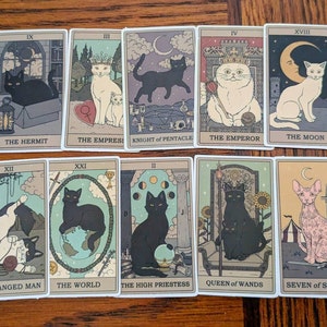 Cat Tarot Card Themed Stickers for Laptops, Skateboards, Phones ...