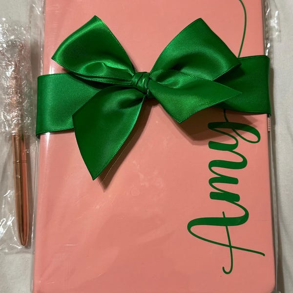 Elegant Personalized Journal, Pink and Green, Notebook, Custom Journal ...