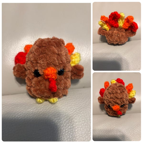 2 in 1 CROCHET PATTERN! Cute Chunky Turkey Pumpkin Mirror Car Charm ...