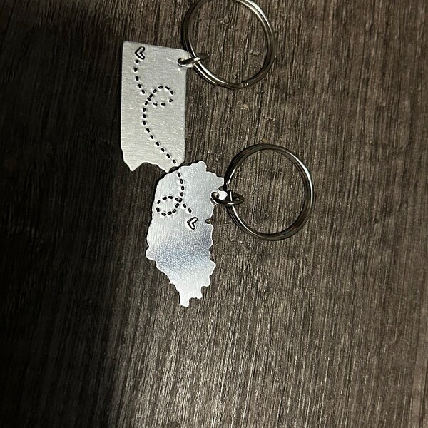 CUSTOM USA Key Chain / Long Distance Love Handstamped America Keychain ...