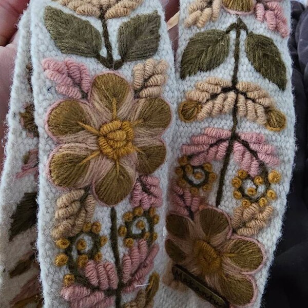 Brick Orange Belt With Beige Flowers, Peruvian Embroidery Belt ...