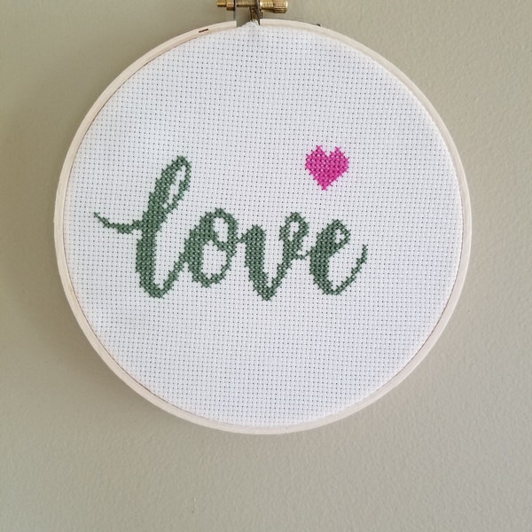 Love Cursive Cross Stitch Pattern, Love Modern Simple Cute Giftable ...