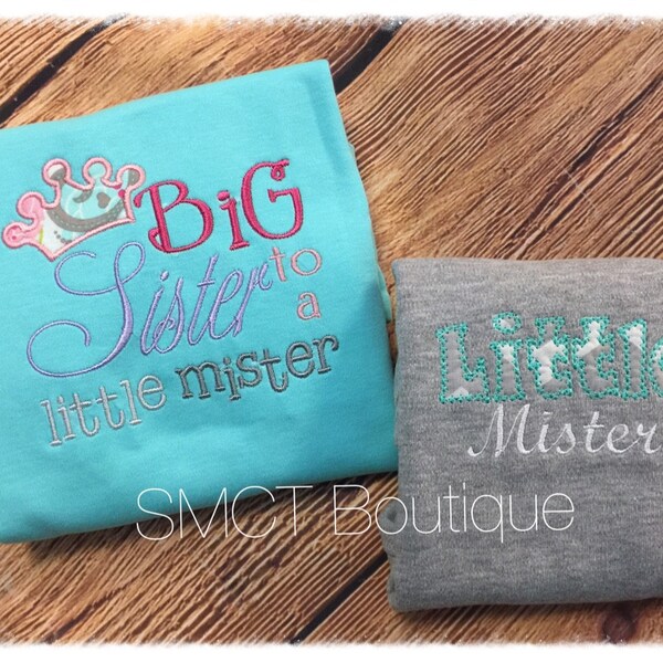 Big Sister to a Little Mister Sibling Design Applique Crown-instant ...