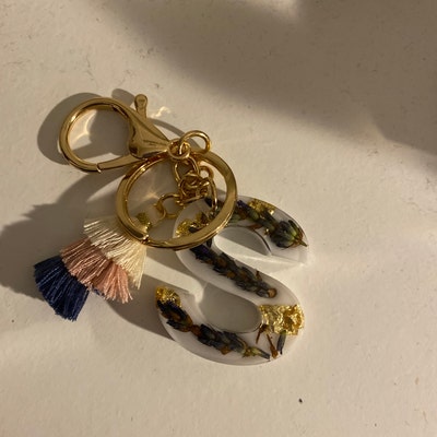 Lavender Keychain With Tassel Floral Keychain Letter Keychain ...