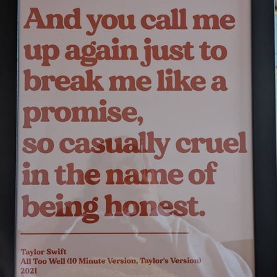 Custom Song Lyric Print Music Poster Wall Art A5 A4 A3 Typographic ...