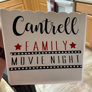 Personalized Family Movie Night® Popcorn Bowl, Movie Night, Family Gift ...
